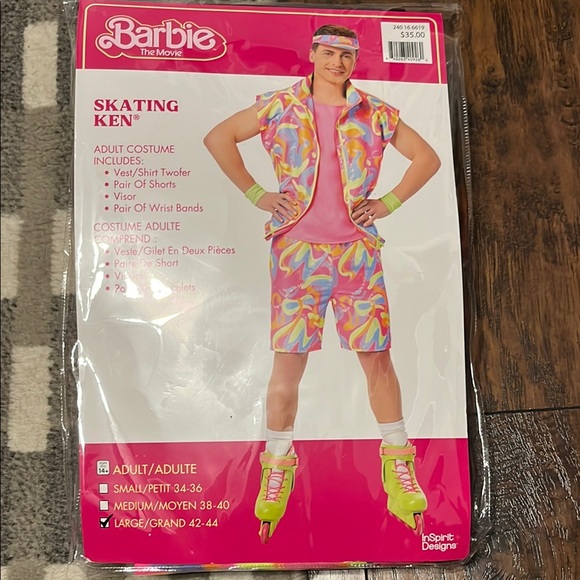 Barbie | Party Supplies | Barbie Movie Costume Skating Ken Mens Large ...